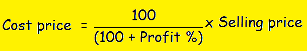 Finding Cost Price Worksheet