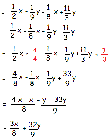 Simplifying Algebraic Expressions with Fractional Coefficients