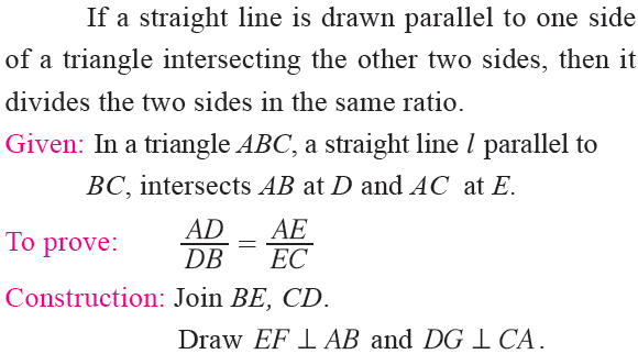 Basic proportionality theorem proof Basic proportionality theorem proof