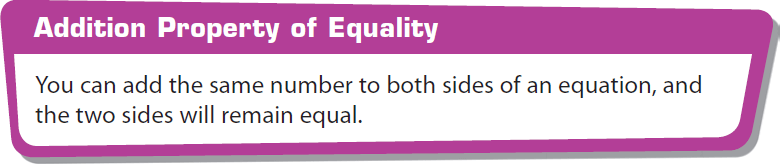 Using addition to solve equations
